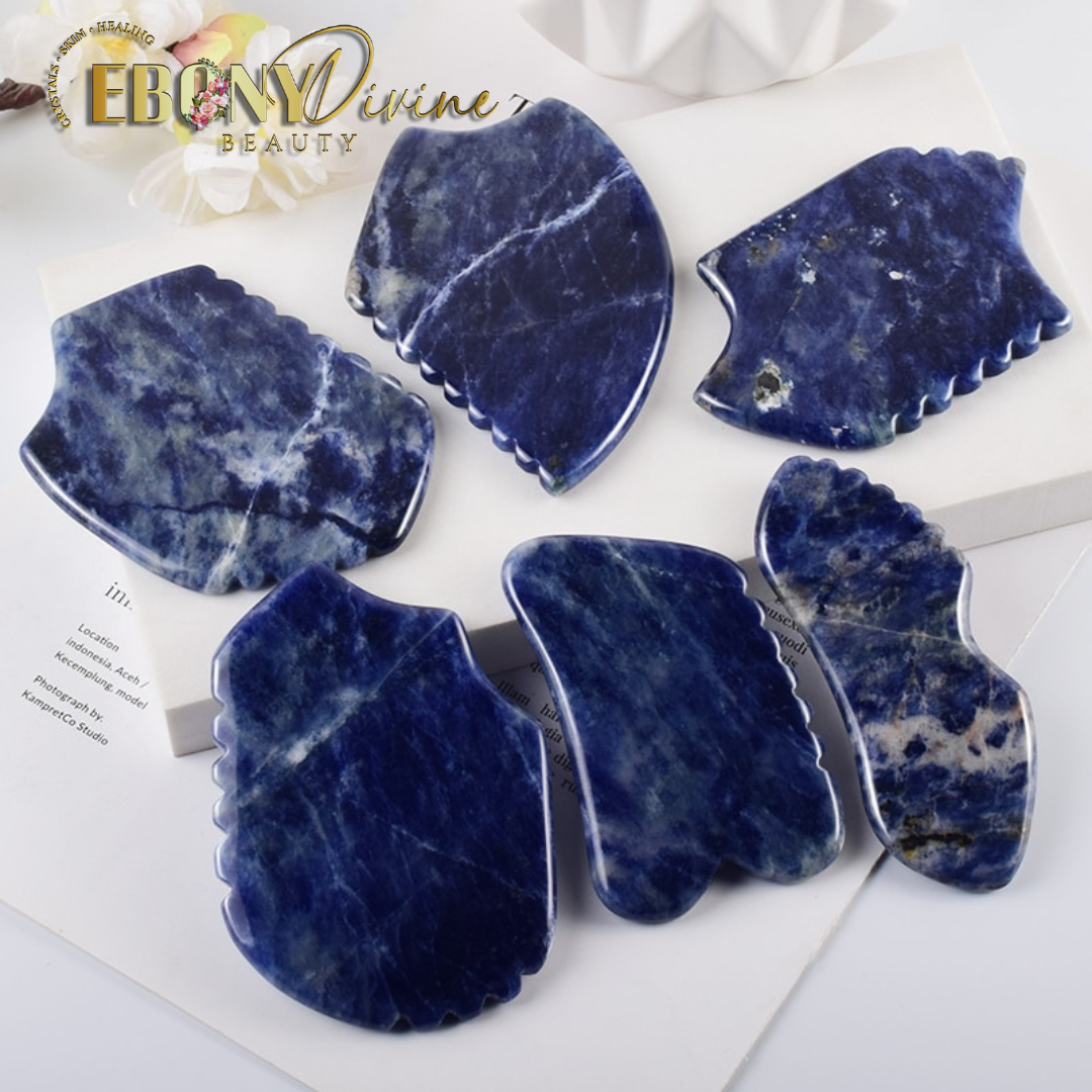 Natural Sodalite Crystal Anti-Aging Cellulite Remover Gua Sha Tool: An
